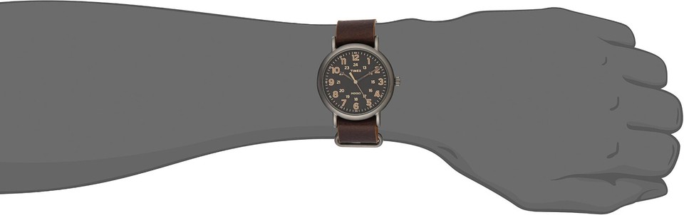 Timex Men's Weekender 40 Titanium-Tone/Dark Brown Leather Strap Indiglo ...