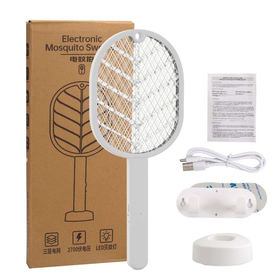 Rechargeable Electric Mosquito Fly Swatter Zapper Racket Bug Insects ...