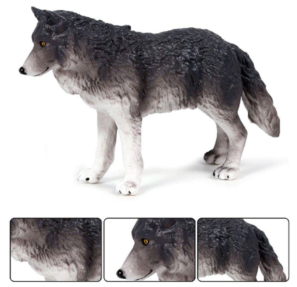 10cm Gray Wolf PVC Toy Wild Animal Figure Doll Kids Gift | eBay