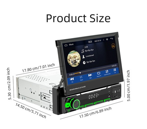 Touch Screen Single Din Stereo Radio Car For CarPlay Andriod Auto W ...