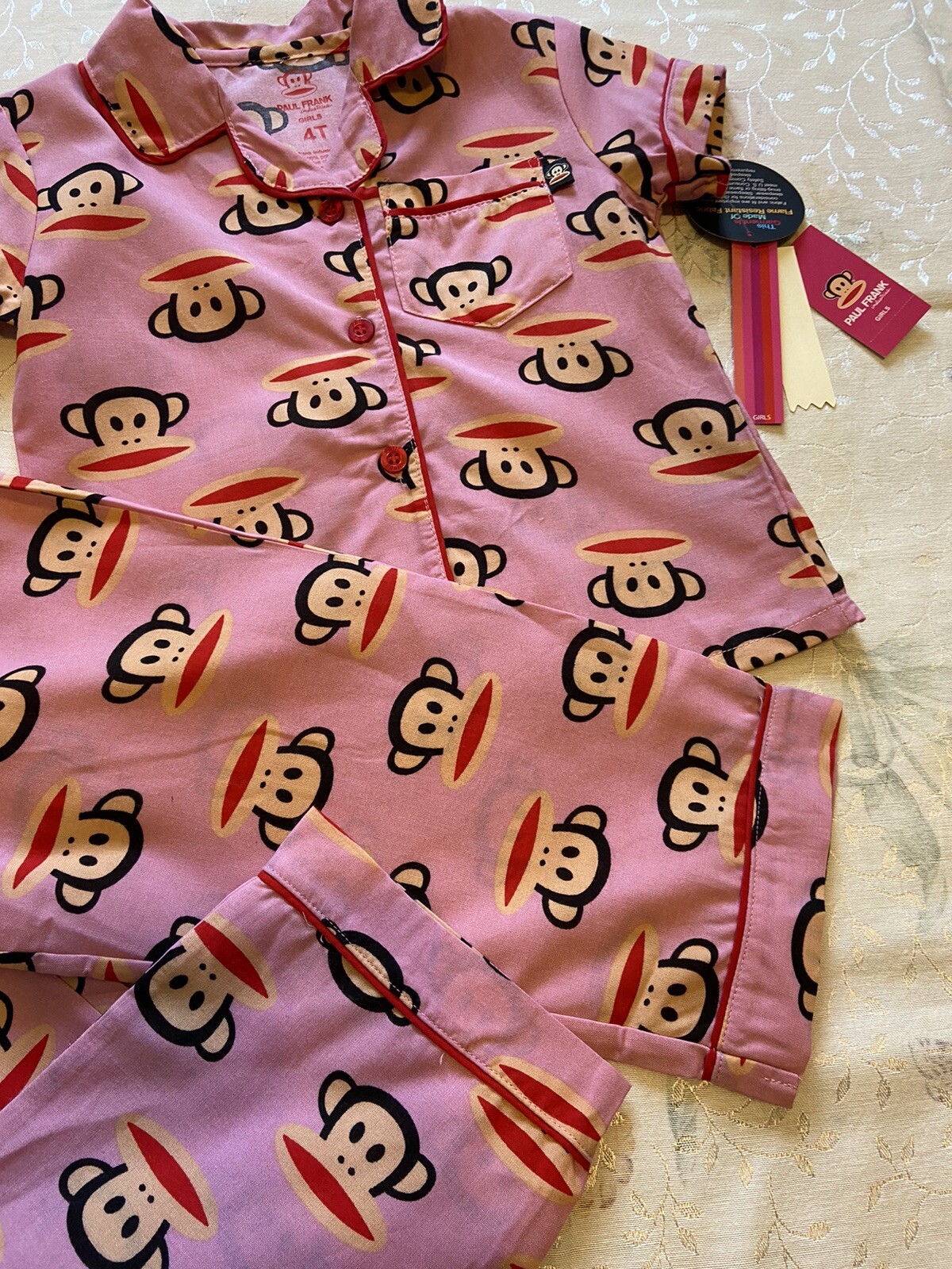 NWT Paul Frank Monkey Girls 2PC Pajamas Sleepwear 4T Pink | eBay