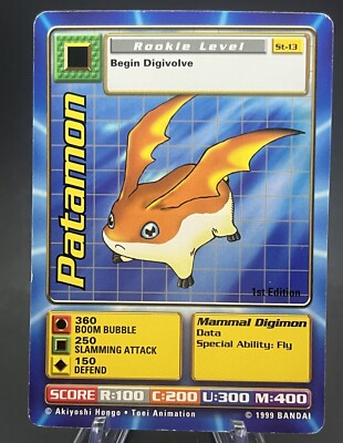 Patamon Rookie Level Digimon 1999 Bandai 1st Edition #ST-13 | eBay