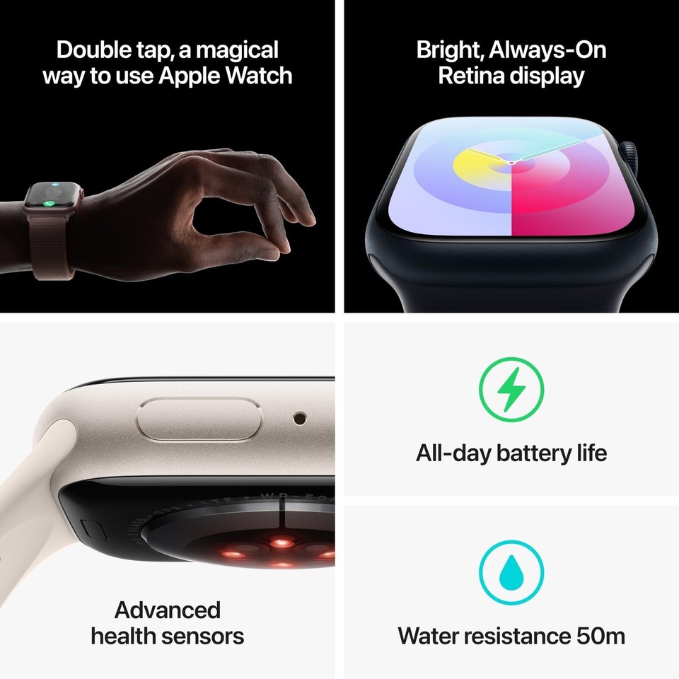 Apple Watch Series 9 (GPS + Cell) 45mm Midnight with Midnight Sport ...