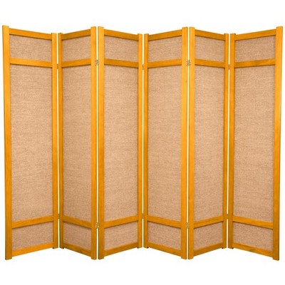 Red Lantern 6 ft. Tall Jute Shoji Screen-6 Panel-Honey Room Divider 6 ...