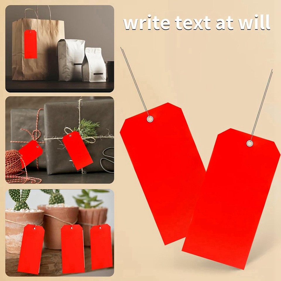 400 Pieces 4 3/4Inch X 2 3/8Inch Plastic Shipping Tags with Wires ...