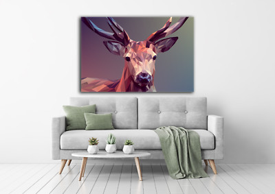 Minimalist Modern Polygon Moose Animals Canvas Print 600x900mm Home ...