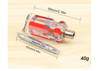 Reversible Double Ended Stuby Screwdriver 2-in-1 Flat Slot & Philips ...
