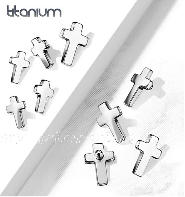 2pcs. G23 Titanium Flat Cross Internally Threaded Dermal Anchor Top ...