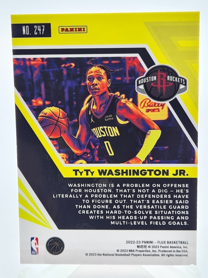 Ty Ty Washington JR 2022-23 Panini Flux Rookie #247 Houston Rockets RC ...