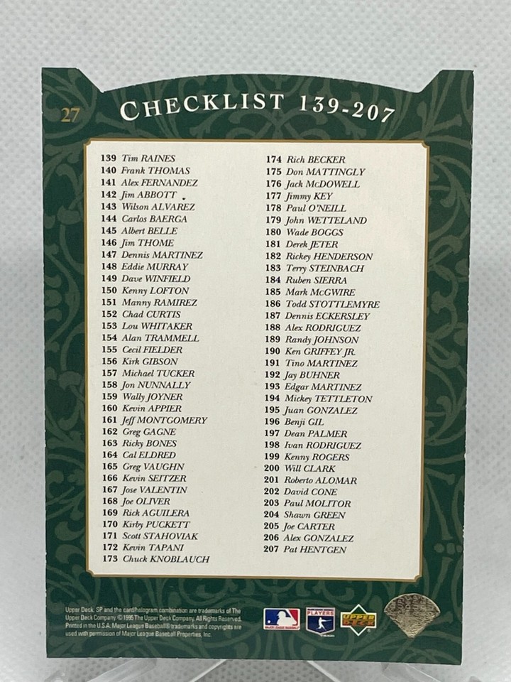Eddie Murray 1995 Upper Deck SP Checklist #27 | eBay
