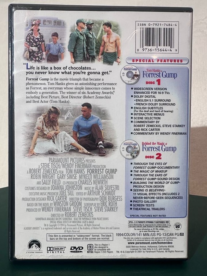 Forrest Gump DVD Special Collector’s Edition Widescreen | Classic Drama ...