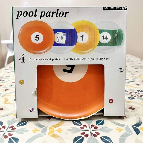 Vintage Luminarc Pool Parlor Billiards Snack Dessert Plates 8" For Man ...