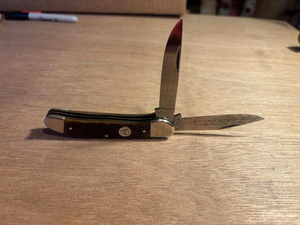 1980’s Buck Creek Solingen Germany 2 Blade Coal Miner Knife Bone Handle ...