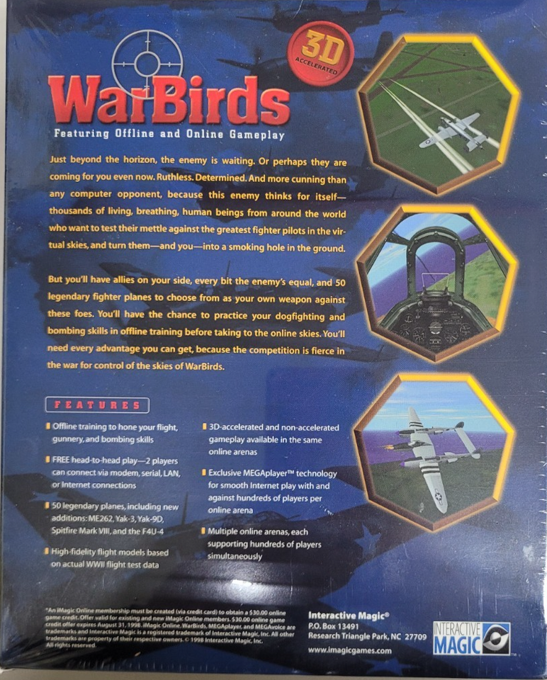 Warbirds Combat Simulation Game Windows 95 CD-Rom Big Box Complete ...