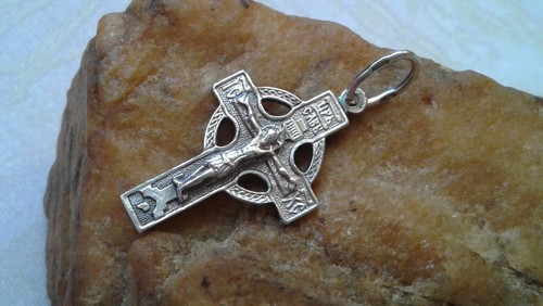 VINTAGE STERLING SILVER ORTHODOX CELTIC-STYLE SUN CROSS CRUCIFIX PSALM ...