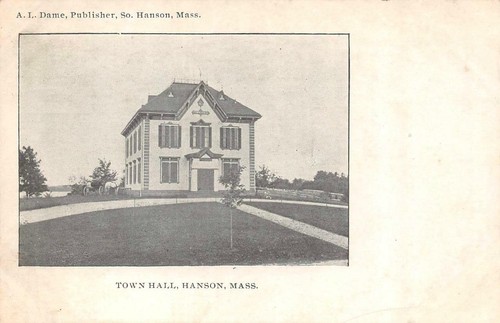 HANSON, MA Massachusetts TOWN HALL Plymouth County c1900's UDB B&W ...