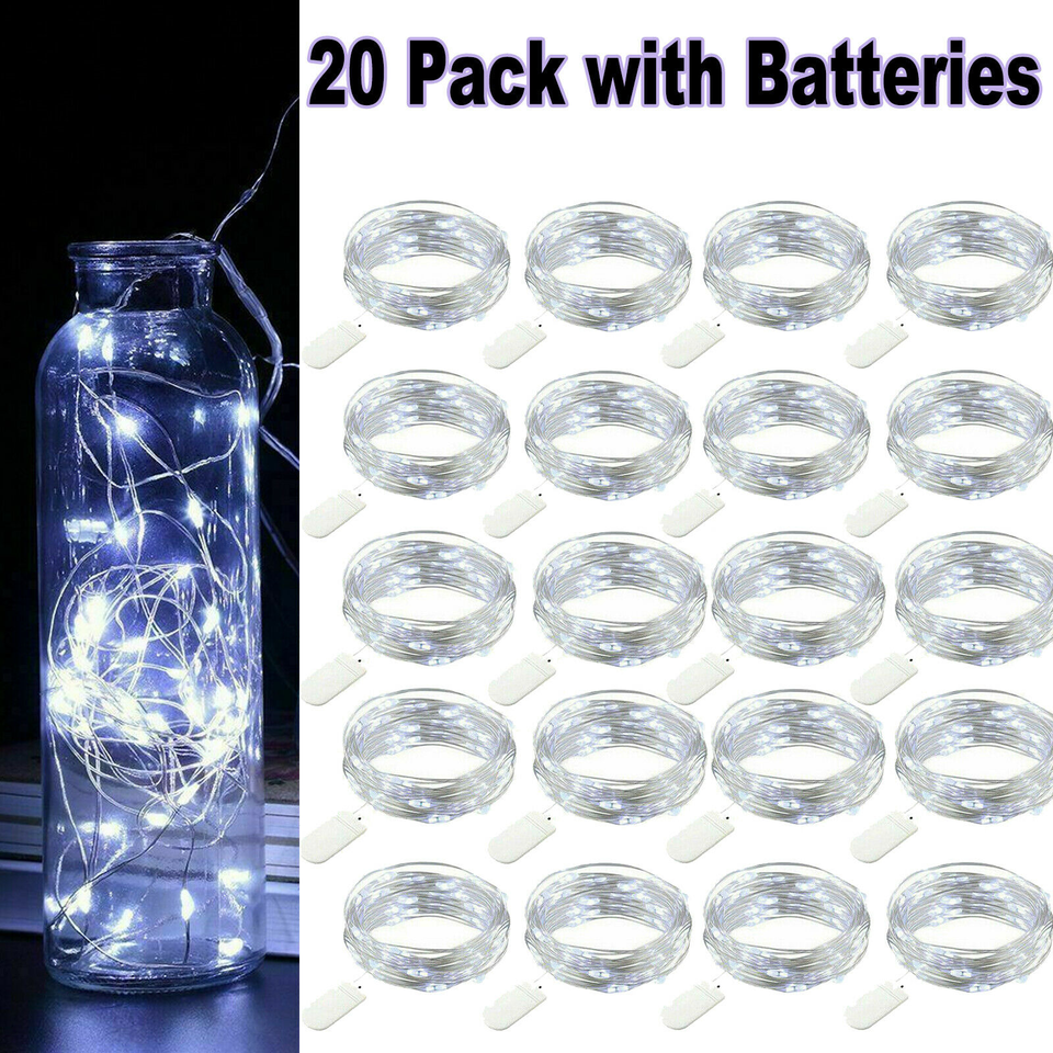 20 Pack 6.6ft 20 LEDs Battery Operated Mini LED Copper Wire String ...