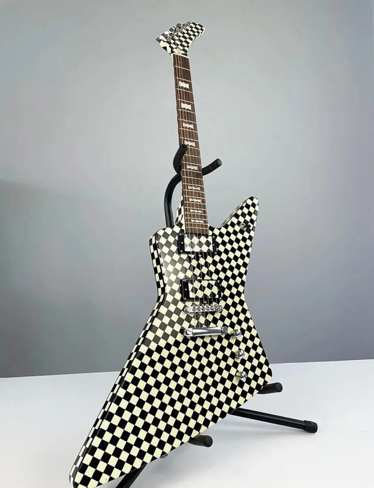 Custom Rare Hand Work Rick Nielsen Trick Checkerboard Electric Guitar ...