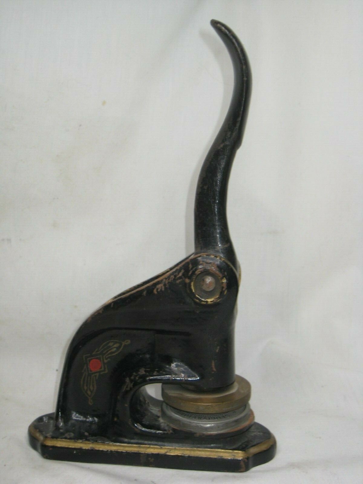 antique manual seal stamp press sealer old cast iron hand embosser GEO ...