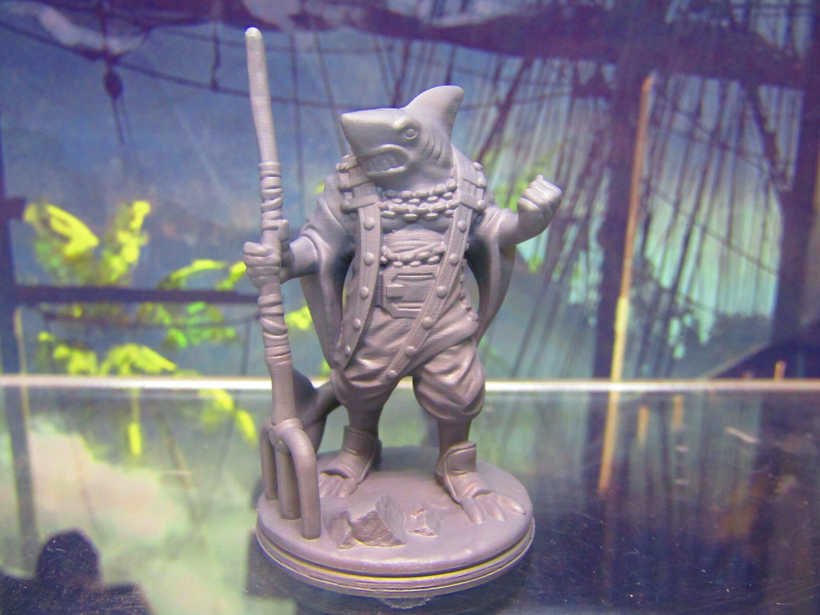 Sharkman Pirate w/ Trident Spear Mini Miniature Figure 3D Printed Model ...
