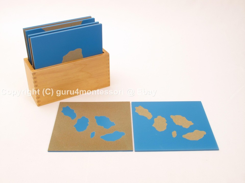 NEW Montessori Geography Material- Sandpaper Land & Water Form Cards | eBay