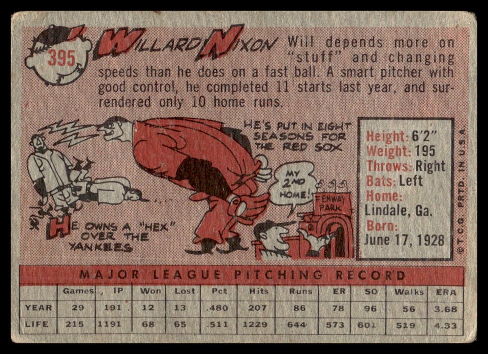 1958 Topps #410 Murray Wall Boston Red Sox Low Grade | eBay