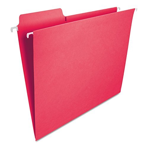 FasTab Hanging File Folder, 1/3-Cut Built-in Tab, Letter Size, Red, 20 ...
