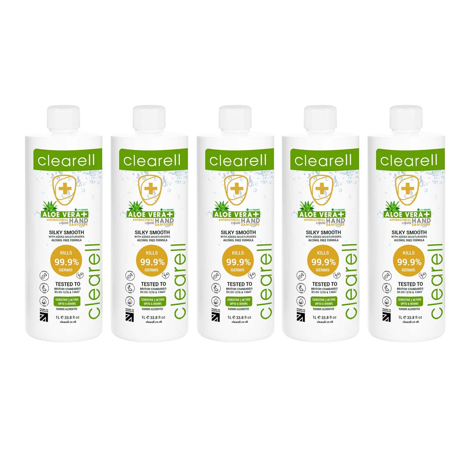 Clearell ALOE VERA Hand Sanitiser LIQUID Kills 99.9% Alcohol Free 1L 2L ...