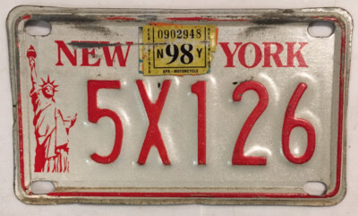 New York MOTORCYCLE license plate biker Harley Moto Guzzi Ducati BMW ...