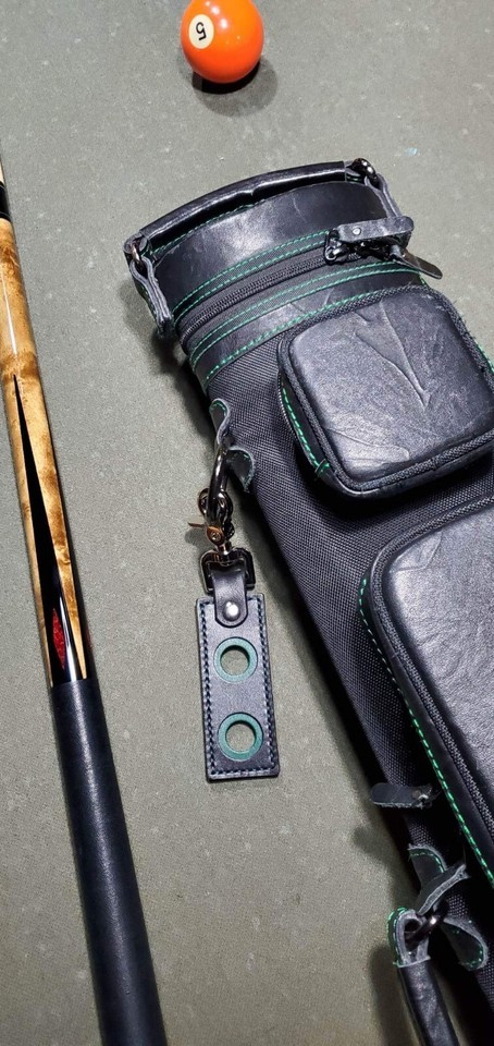 Green and black 2 hole Leather Pool Cue Thread Protector Holder | eBay