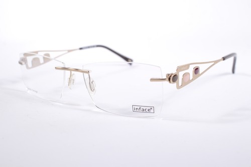 Inface Eyeglasses if8538 Women Gold Rimless Metal Eyewear Glasses ...
