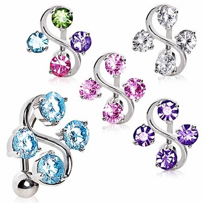 Inverted Belly Button Piercing Vine 4 Gems | eBay