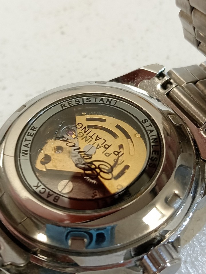 Genoa Skeleton Automatic Men's Watch IP Plating Stainless Steel Water ...