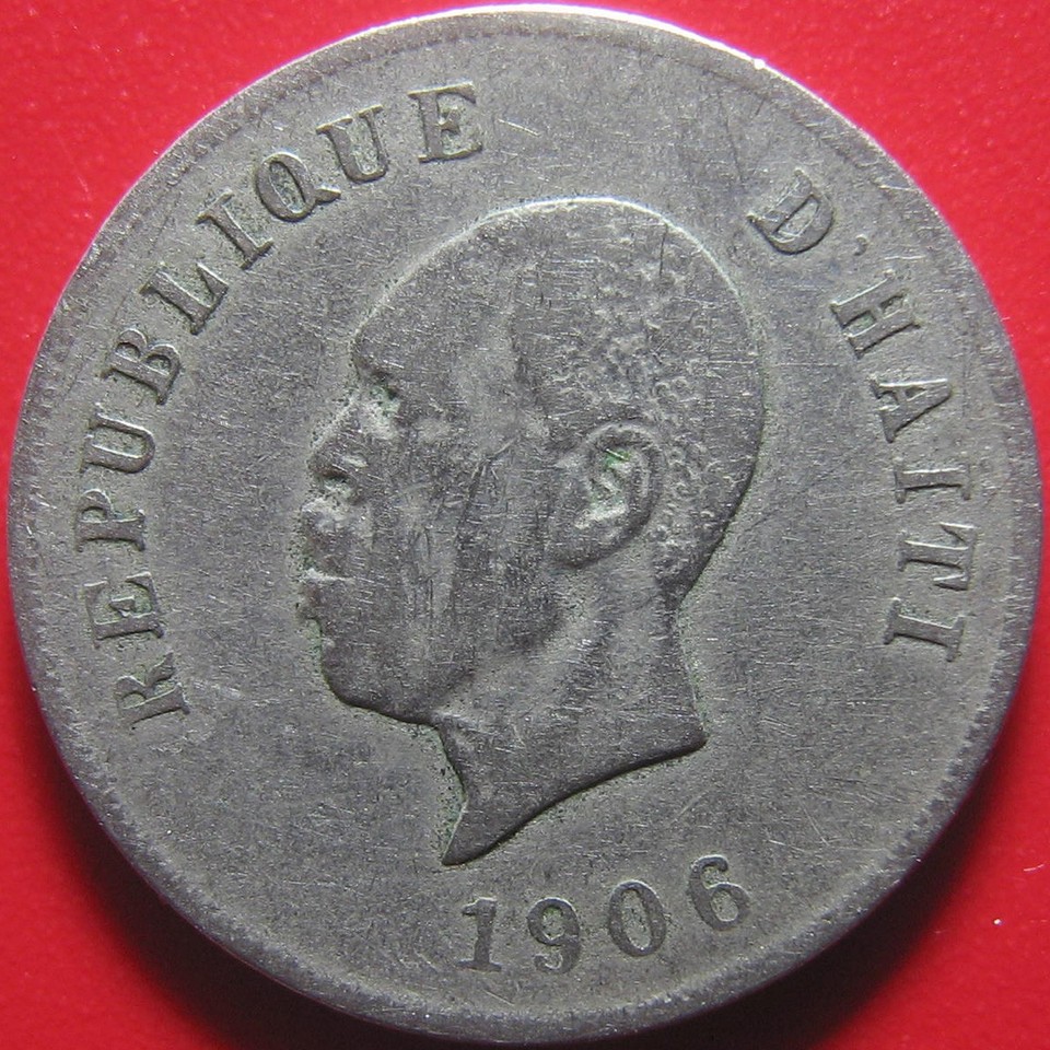 1906 HAITI 10 CENTIMES LAMINATION ERROR! PRESIDENT NORD ALEXIS CU-NI ...
