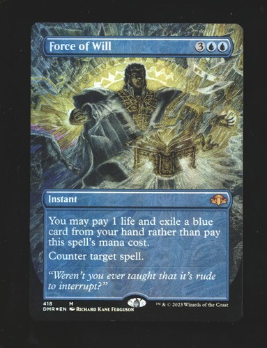Force of Will x1 Dominaria Remastered Borderless FOIL NM Magic the ...