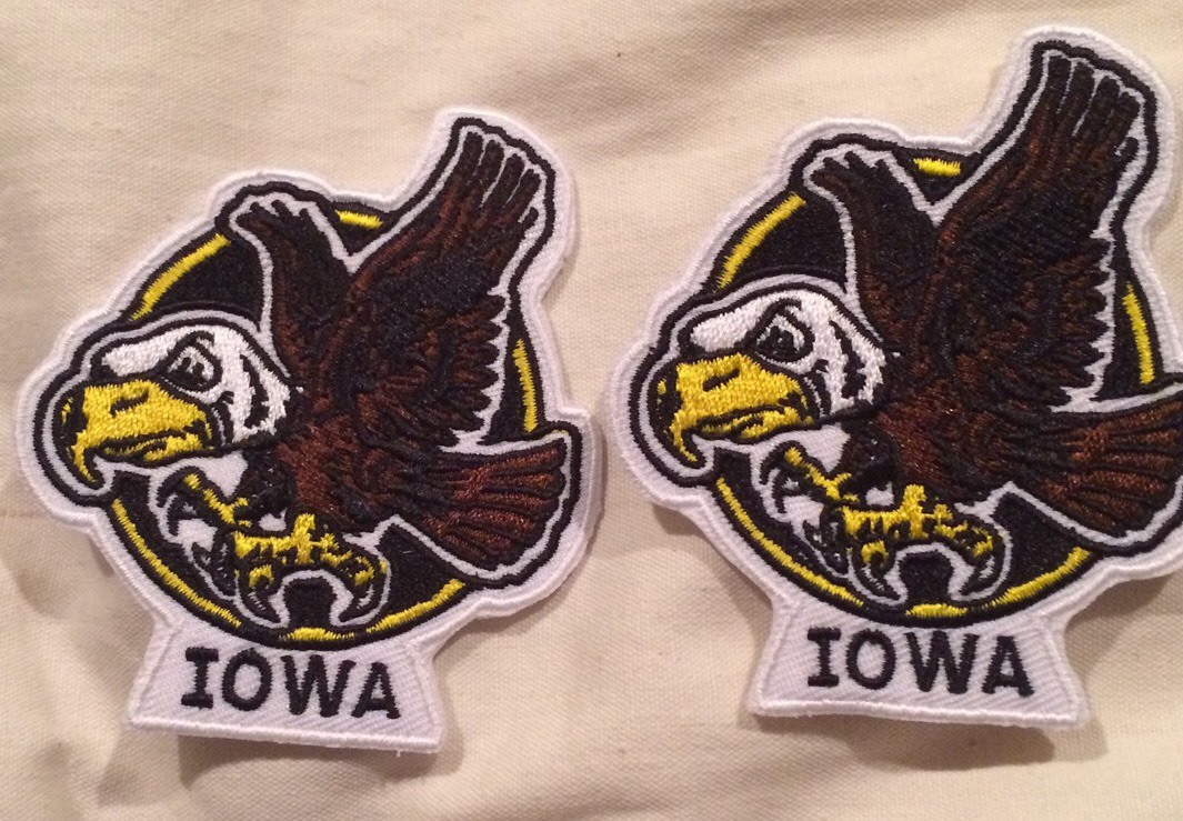 (2) IOWA HAWKEYES, Vintage/ Retro - Patch-Iron On 3" x 2 1/2" (Lot Of 2 ...