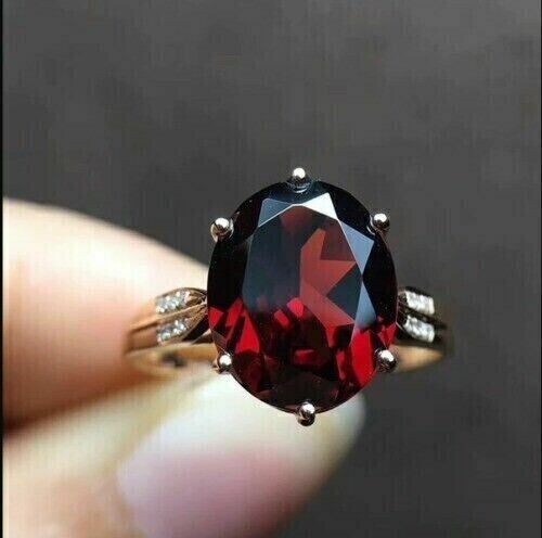 3Ct Oval Simulated Red Garnet Women Engagement Ring 14K Rose Gold ...