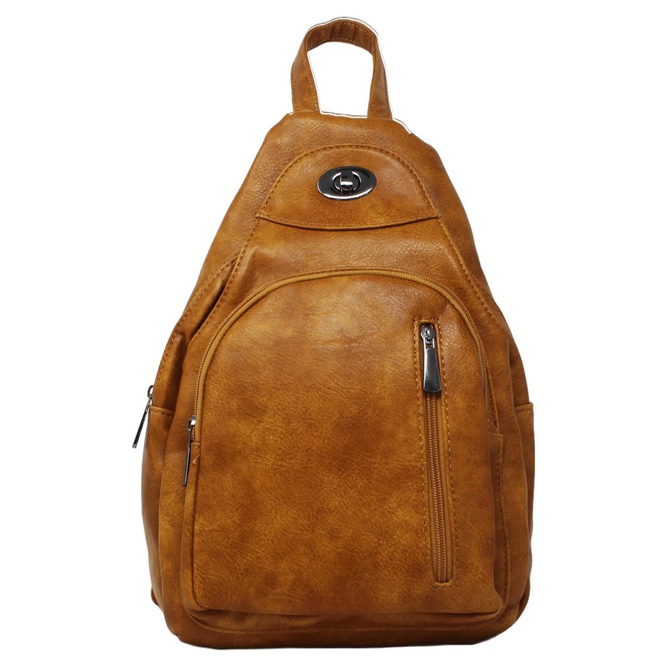 Unisex Zipper Backpack with Turn Lock Clasp Crossbody Travel Gym ...