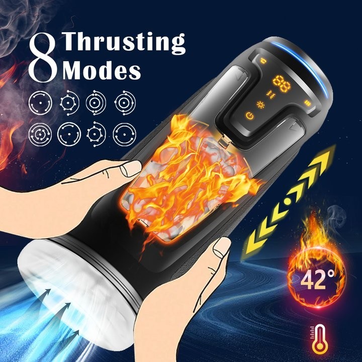 Masturbaters Automatic HandsFree Male Telescopic Heating Cup Stroker ...
