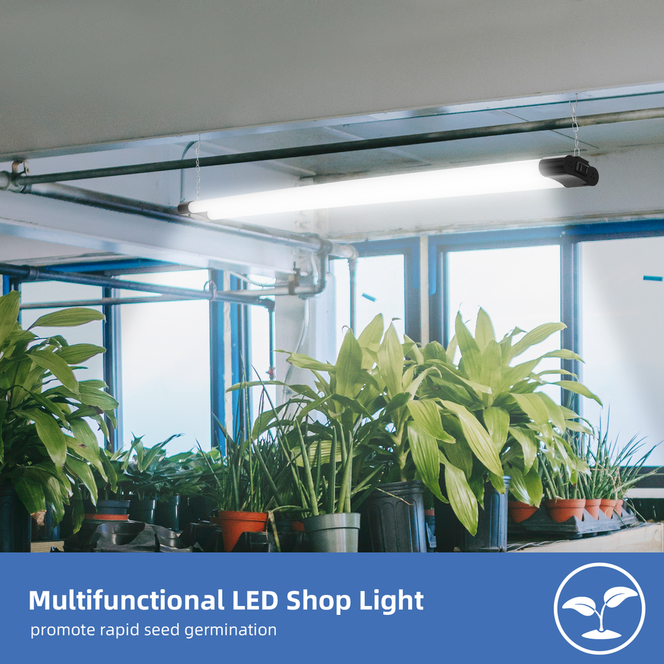 8 Pack 4FT 120cm Linkable LED Shop Light Double Tube Light Garage w ...