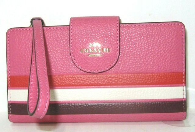Coach Retro Confetti Pink Mango MLTI Stripe Tech Wallet C4182 for sale ...