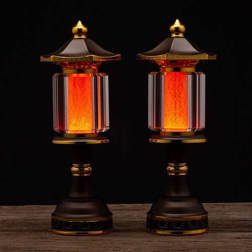 Heavy Pair LED Lamp 3 Colors Light Buddha Shine Table Altar Zen Feng ...