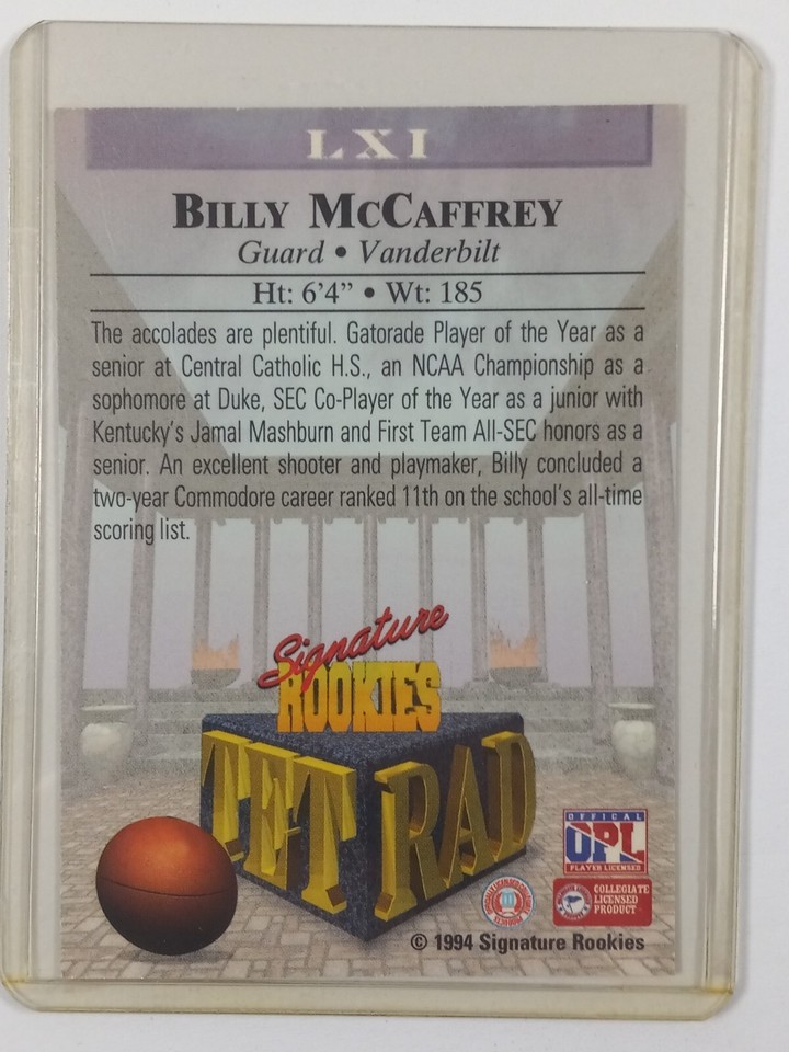 Billy McCaffrey Card 1994 SIGNATURE ROOKIES AUTOGRAPH Card #/7750 | eBay