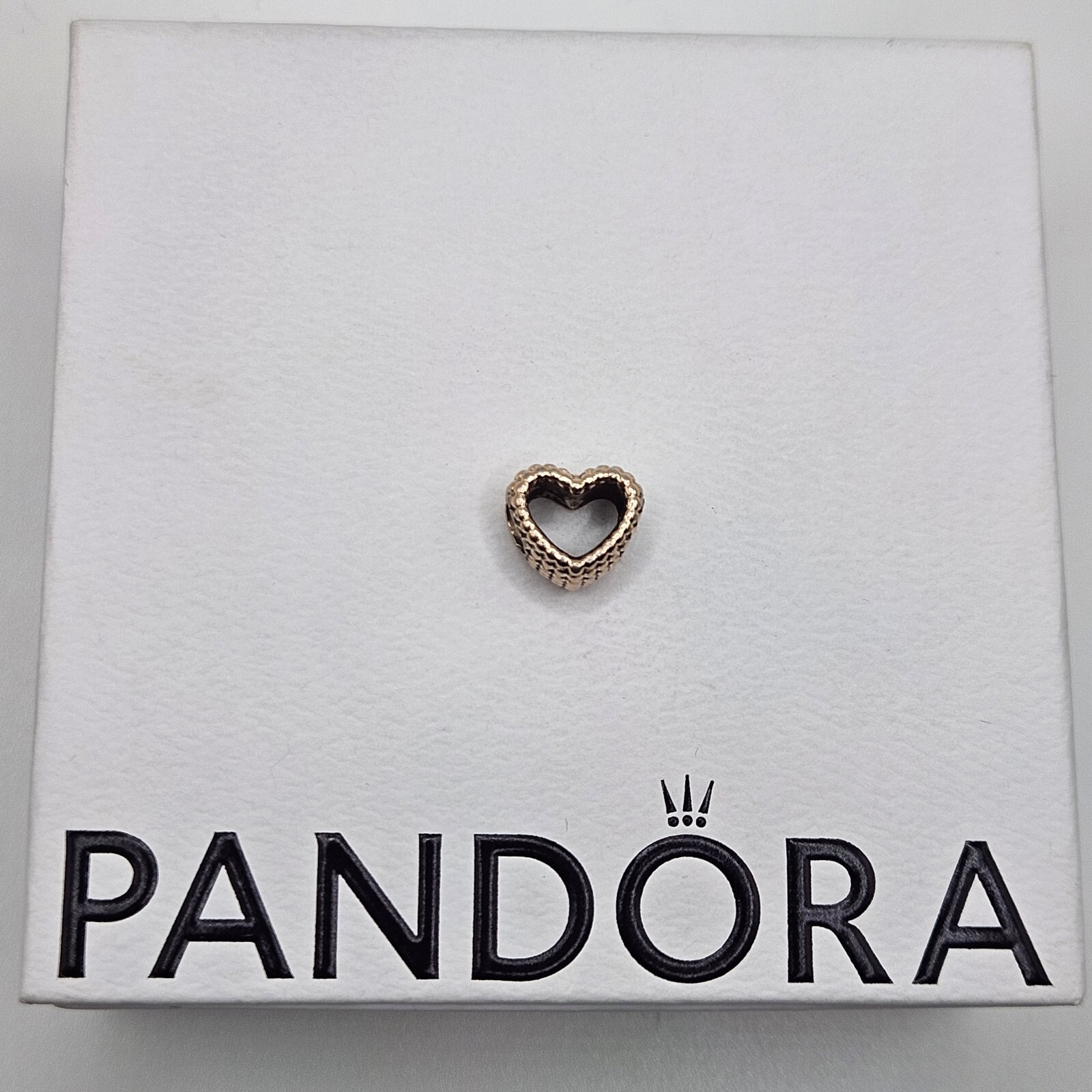 Genuine Pandora Rose Gold Beaded Open Heart Charm ALE… - Gem