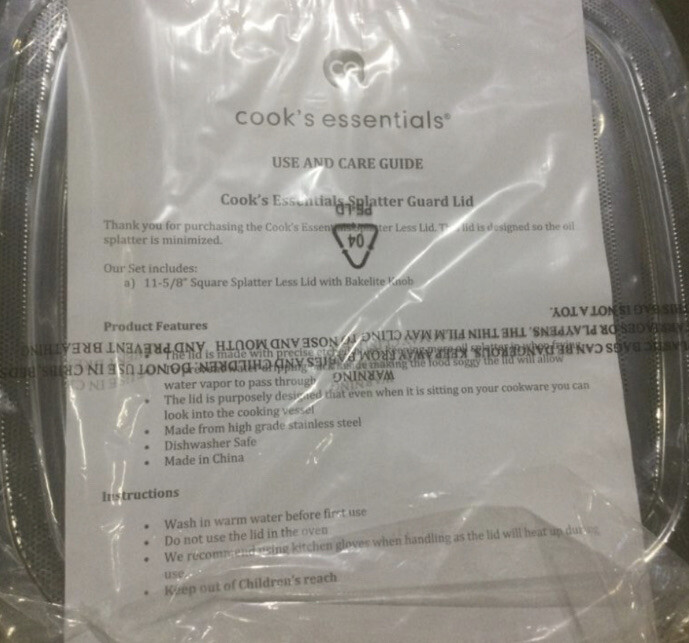 DEAL OF THE DAY Cook's Essentials Square Splatter-Less Lid w/Bakelite ...