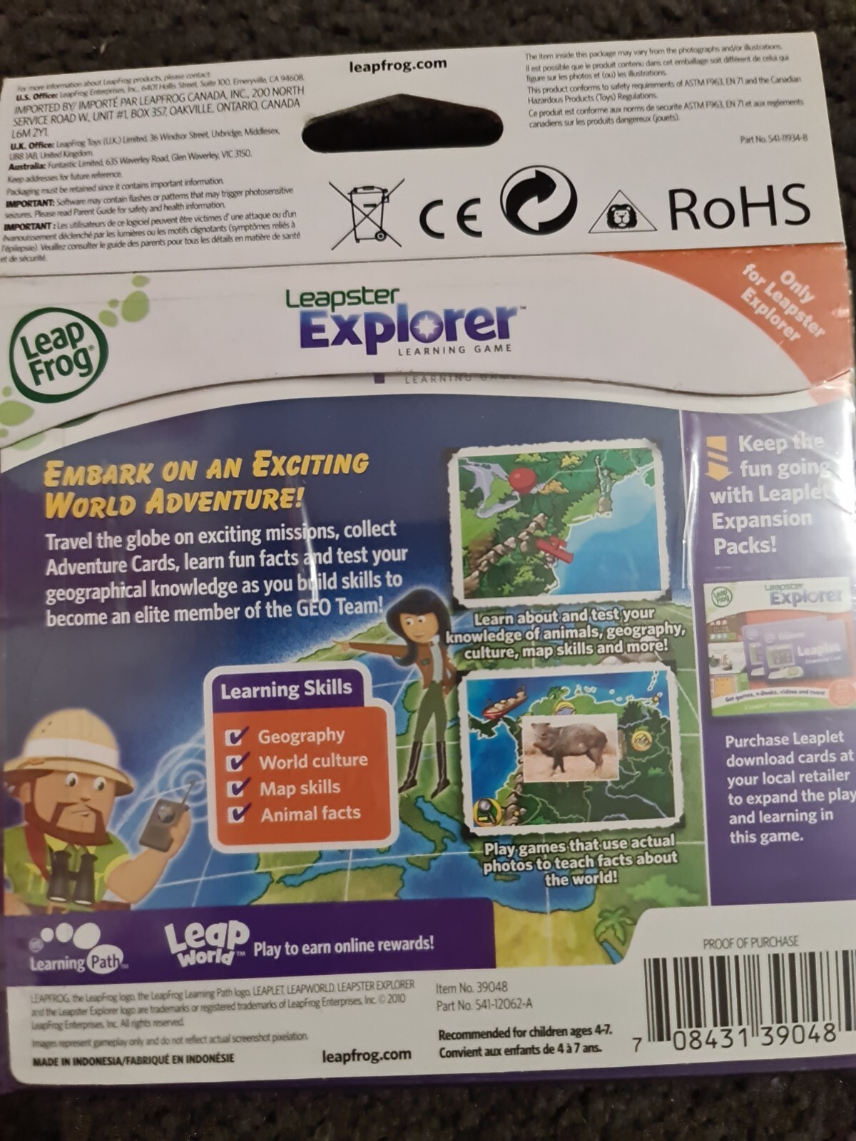 LeapFrog Explorer Game Globe Earth Adventures for LeapPad and Leapster ...