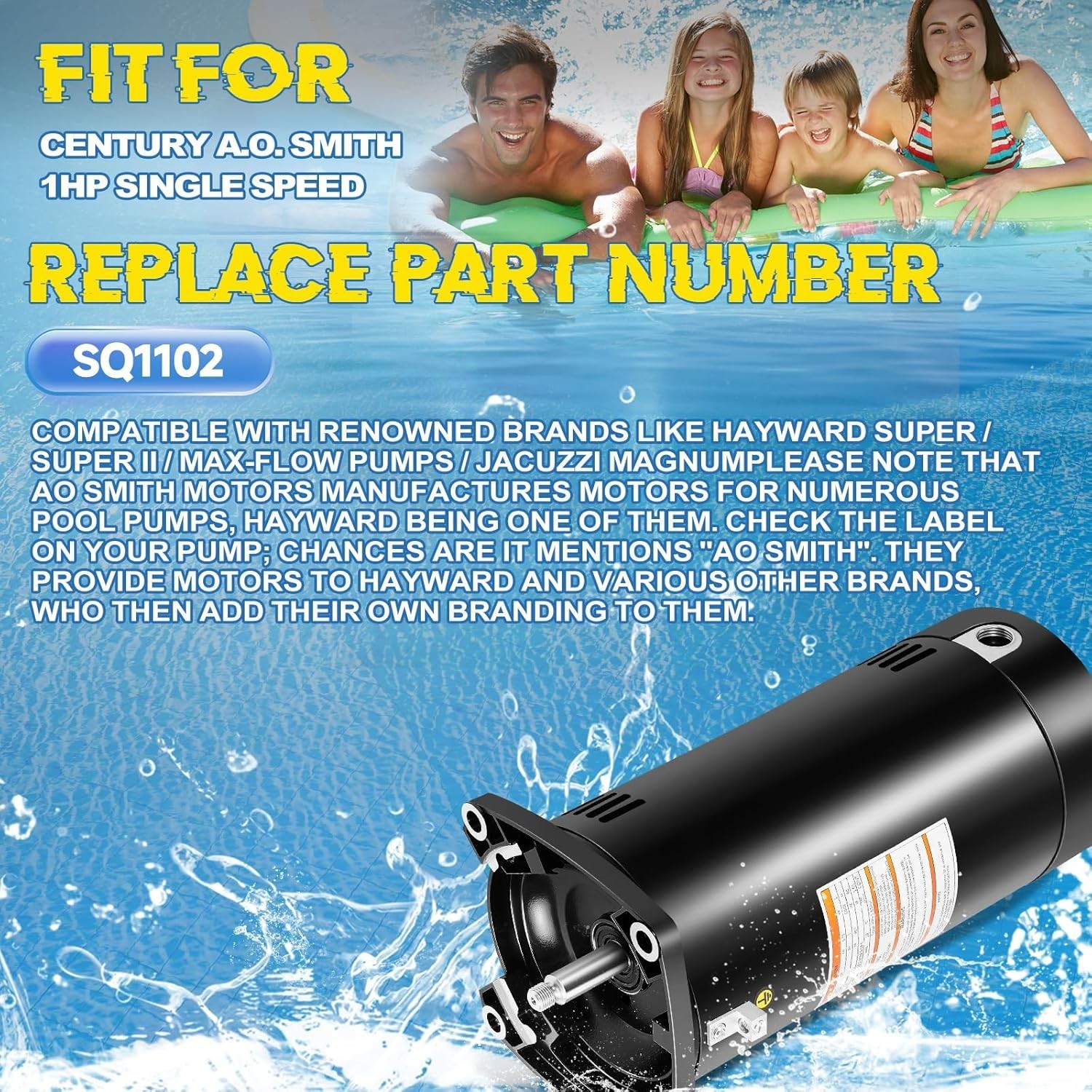 Sq1102 Pool Pump Motor 1 Hp – 115/230V, 3450 Rpm, 48Y Frame | eBay