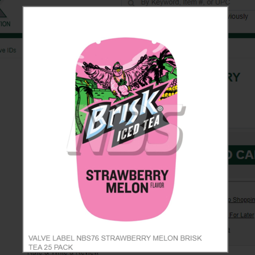 VALVE LABEL NBS76 STRAWBERRY MELON BRISK TEA 25 PACK # VI01761012A | eBay