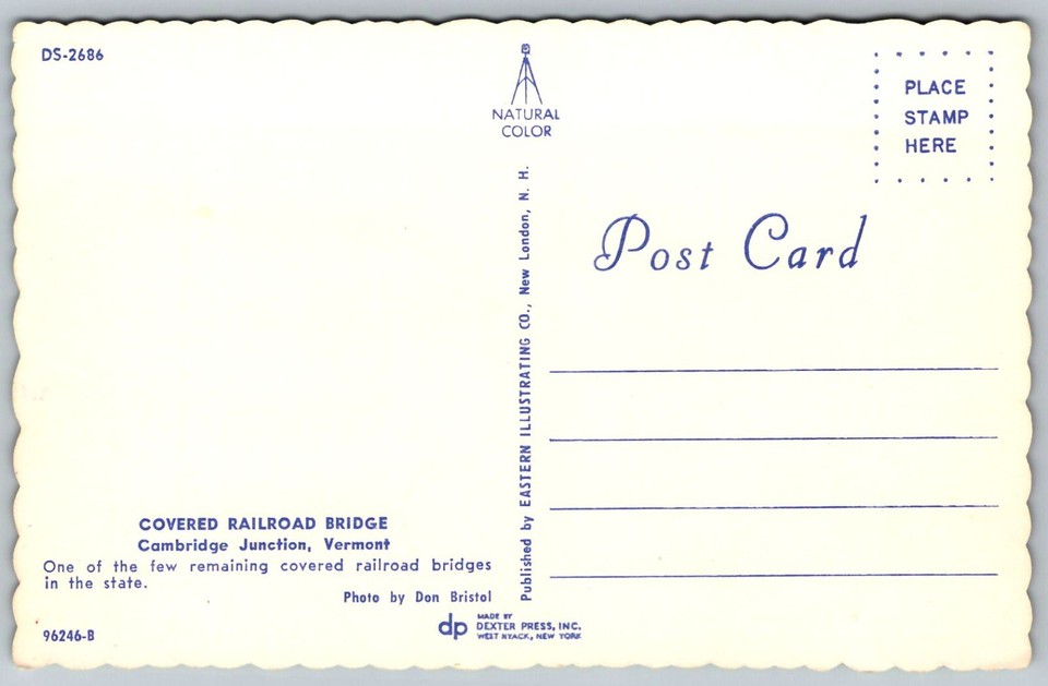 Vintage Postcard - Covered Railroad Bridge - Cambridge Junction Vermont ...