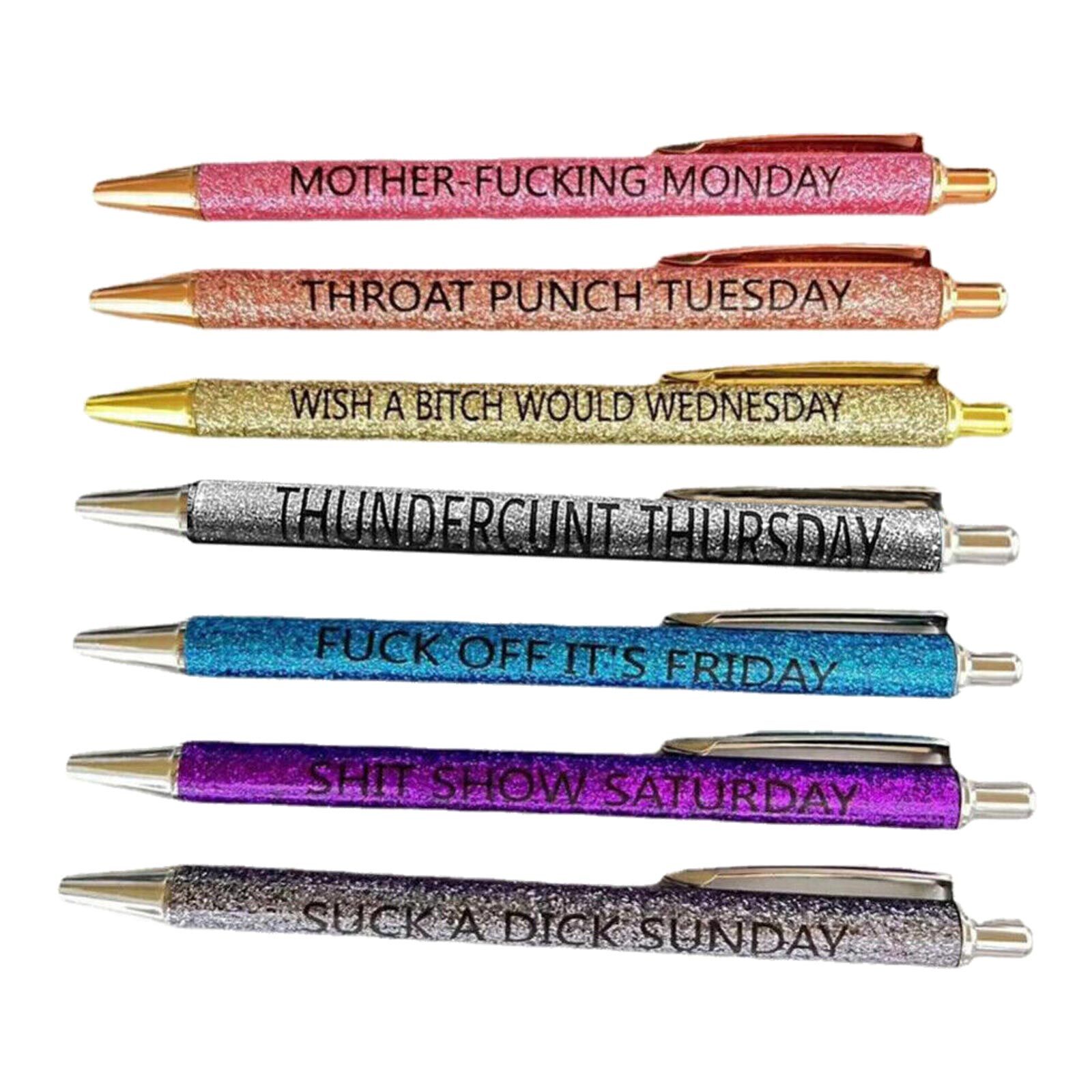 Funny Pens Swear Word Pen Set Weekday Vibes Glitter Pen Funny Office ...